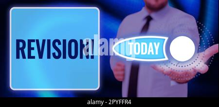 Sign displaying Revision, Word Written on action of revising over ...