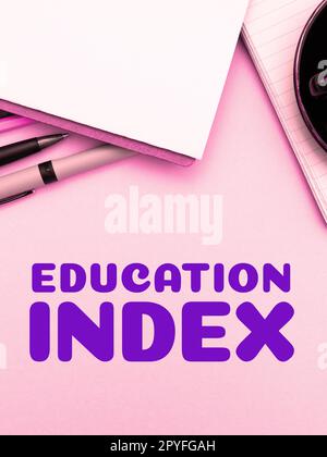 Writing displaying text Education Index. Business overview aiming to meet learning needs of all ...