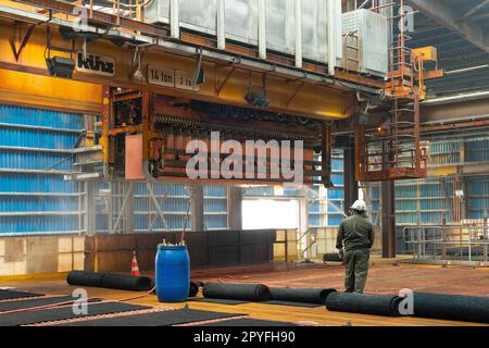 Calama, Antofagasta Region, Chile - Worker arranging the cells at an ...