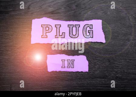 Inspiration showing sign Plug In. Internet Concept putting device into ...