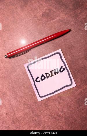 Conceptual caption Coding. Business idea assigning code to something for classification ...