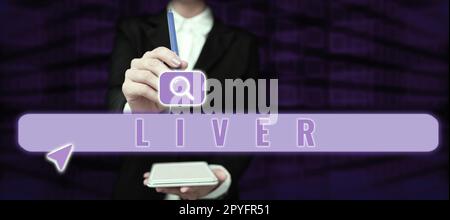 Writing displaying text Liver. Word for Large lobed glandular organ in ...