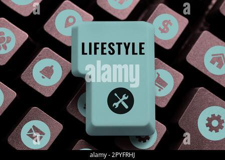 Text showing inspiration Lifestyle. Word for the typical way of living ...
