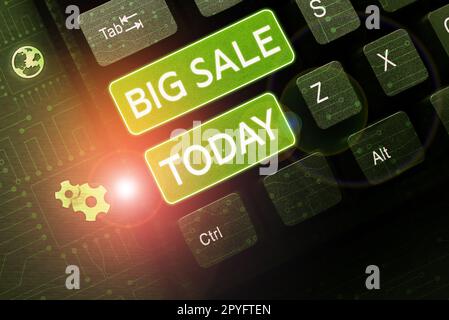 Conceptual caption Big Sale. Internet Concept putting products on high ...