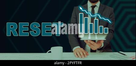 Text sign showing Reset. Business concept cause device return to its ...