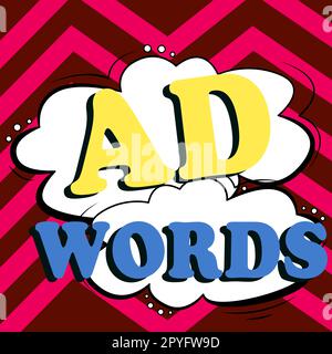 Text caption presenting Ad Words. Internet Concept oversee and control ...