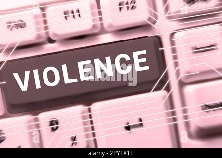 Text caption presenting Violence. Business idea the use of physical ...