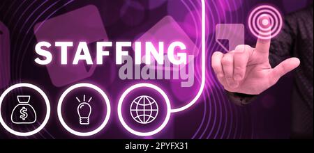 Handwriting text Staffing, Word Written on The percentage of workers ...