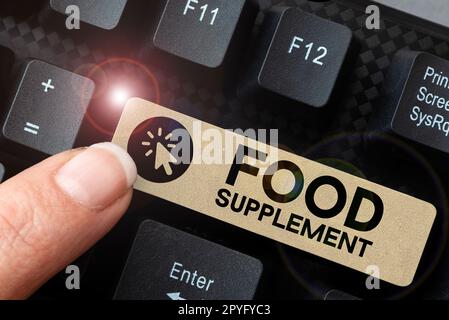 Sign displaying Food Supplement. Business approach Conditions and ...