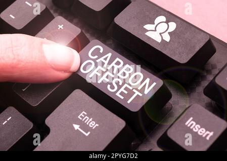 Handwriting text Carbon Offset. Word for Reduction in emissions of ...