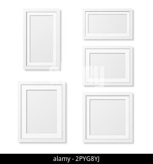Realistic blank picture frame templates set isolated on white ...