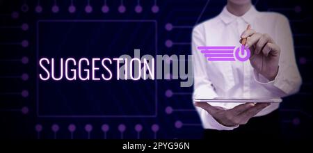 Writing displaying text Suggestion. Business idea the process of one ...