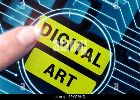 Text sign showing Digital Art. Concept meaning use of skill and ...