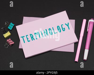 Text showing inspiration Terminology. Word for Terms used with ...