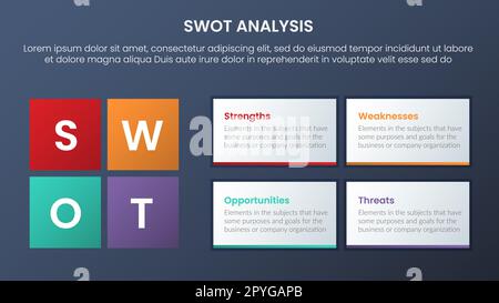 swot analysis concept with square rectangle center shape for ...