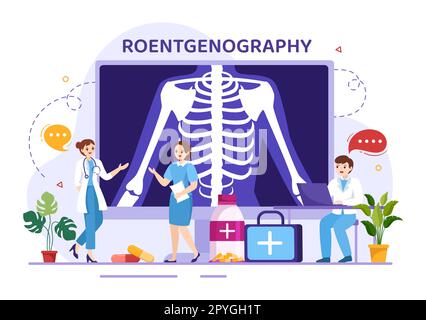 Roentgenography Illustration with Fluorography Body Checkup Procedure ...