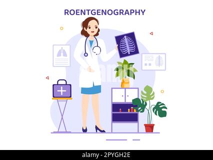 Roentgenography Illustration with Fluorography Body Checkup Procedure ...