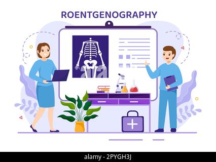 Roentgenography Illustration with Fluorography Body Checkup Procedure ...