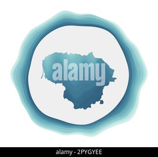 Lithuania icon. Round logo with country map and title. Stylish ...