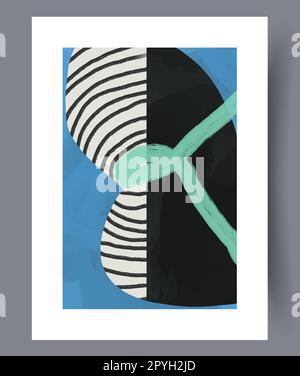 Abstract shapes drawing postmodernism wall art print. Contemporary ...