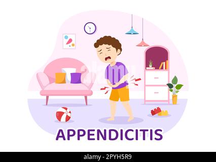 Appendicitis Illustration with Kids Inflammation of the Appendix and ...