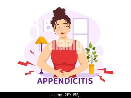 Appendicitis Illustration with Inflammation of the Appendix and Stomach ...