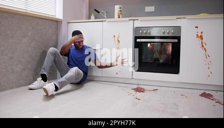 Messy Kitchen Food Spill Accident And Mess Stock Photo - Alamy