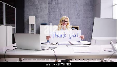 Thank You Corporate Job Appreciation Sign. Grateful Business Woman ...