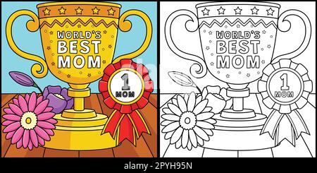 Happy Mothers Day Trophy Coloring Page for Kids Stock Vector Image ...