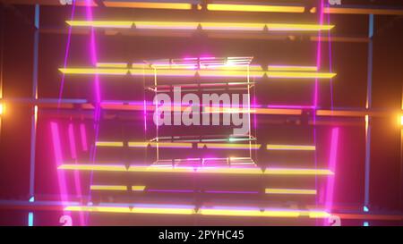 Wireframe sci fi cube. Computer generated 3d render Stock Photo - Alamy