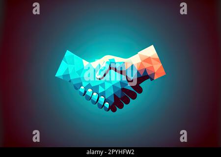 Abstract handshake isolated on blue background Stock Photo - Alamy