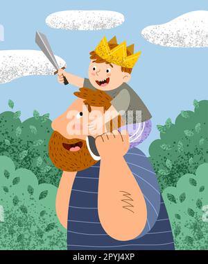 Happy King. Cartoon king sits on throne and gives thumbs up while ...