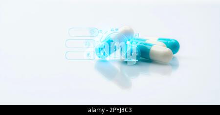 Pills and stethoscope with pharmacokinetics concept. Diagnostic medical ...