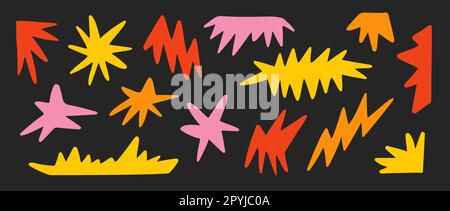 Hand drawn sparks and twinkles collection. Abstract doodle sparkle and ...