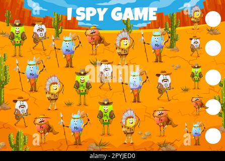 Wild west i spy game worksheet cartoon cowboy bandit and ranger nut ...
