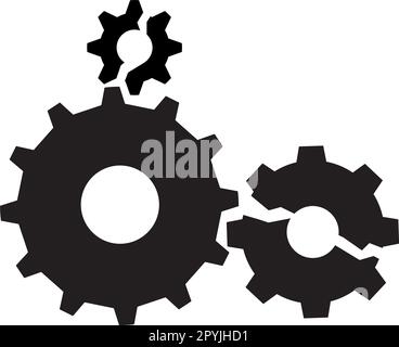 vector silhouette cogwheel on white background Stock Photo - Alamy