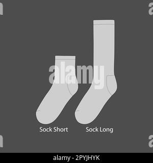 Short and long sport sock template, 3d realistic vector illustration ...