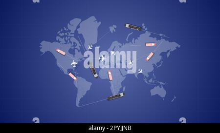 Global transport connection on the world map Stock Photo - Alamy