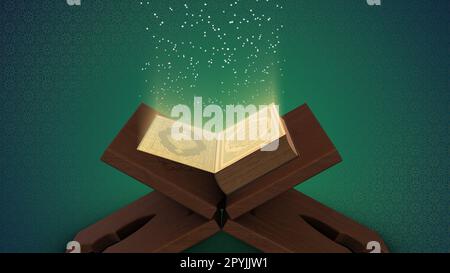Quran the Islamic Holy Book with Magic Particles Stock Photo - Alamy