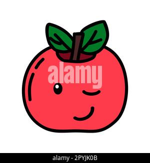 Winking apple cartoon kawaii character. Apple fruit isolated vector ...