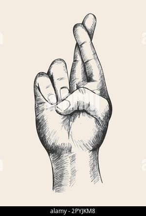 Sketch illustration of a fingers crossed Stock Vector Image & Art - Alamy