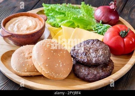 Ingredients for burgers Stock Photo - Alamy
