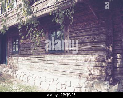 Log village farmhouse. 19th century Bosnian mountain traditional ...