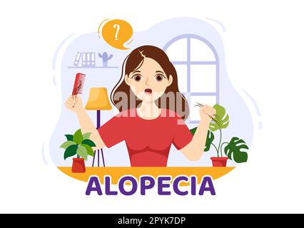 Alopecia Illustration with Hair Loss Autoimmune Medical Disease and ...