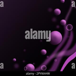 Volumetric purple bubbles on a black background, black purple gradient ...