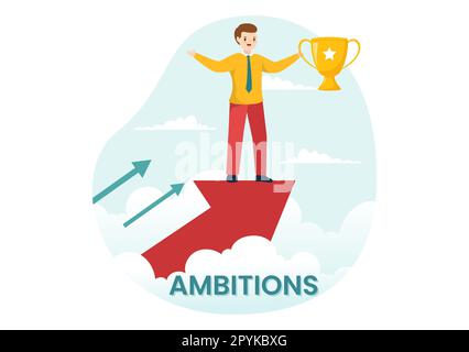 Ambition Illustration with Entrepreneur Climbing the Ladder to Success ...