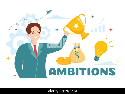 Ambition Illustration with Entrepreneur Climbing the Ladder to Success ...