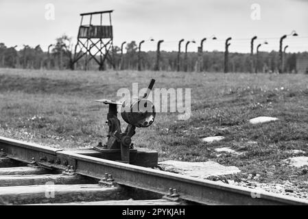 railway cars transporting prisoners to toconcentration camp in Poland ...