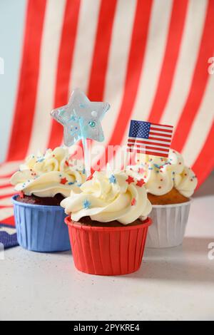 Tasty patriotic cupcakes on table Stock Photo - Alamy