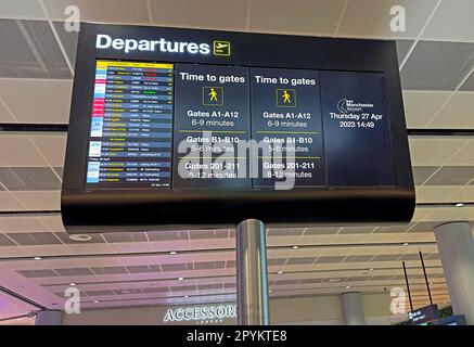 Airport boarding gates information displays. Flight schedule. Departure ...